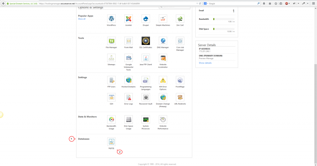 How to export MySQL database with GoDaddy - Template Monster Help